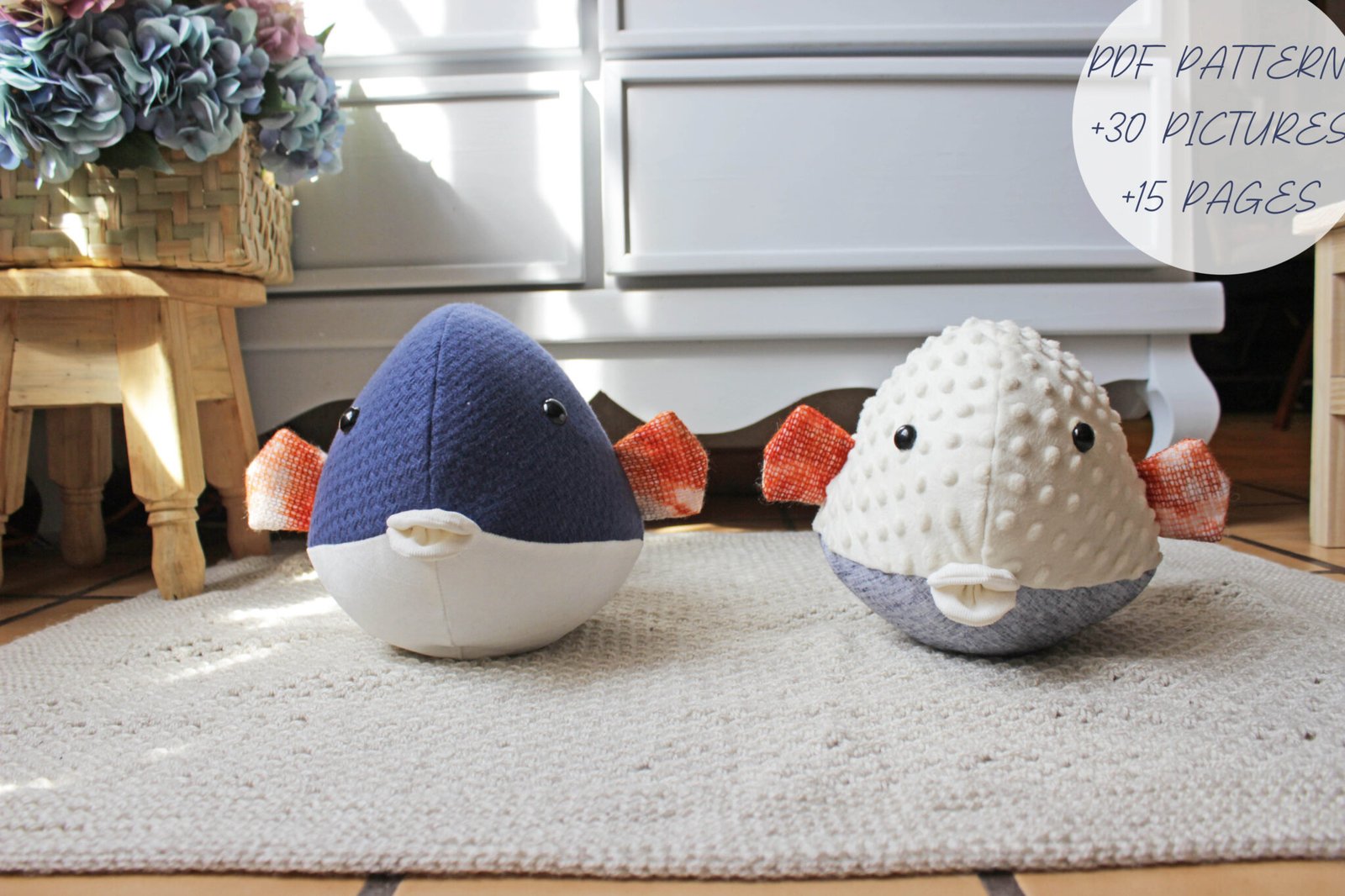 Puffer fish soft toy, PDF Sewing directions. Pattern and Tutorial, From ...